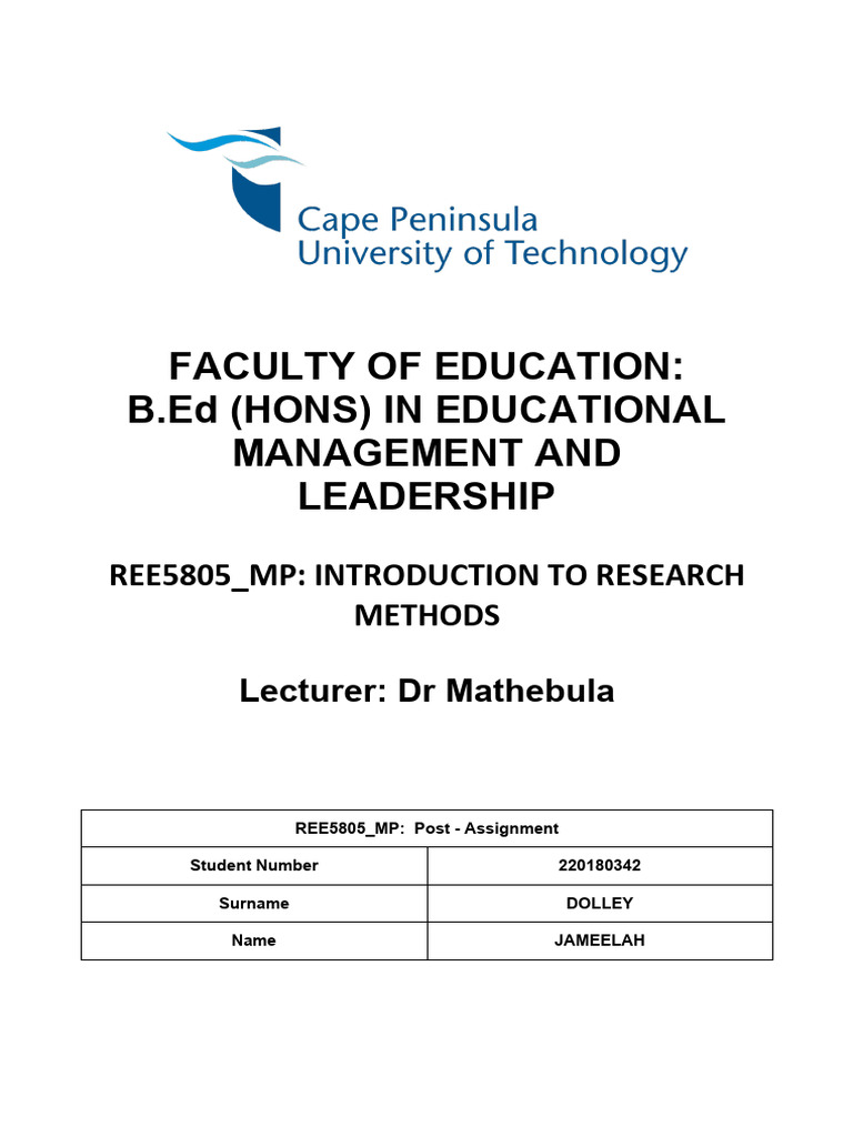 Jdolley 220180342 Intro To Research Post Assignment | PDF | Leadership ...