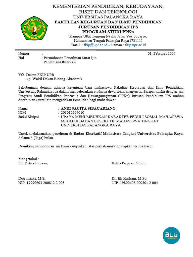 2024 KOP BARU - PENGAJUAN DOSPEM DAN SURAT OBSERVASI New | PDF