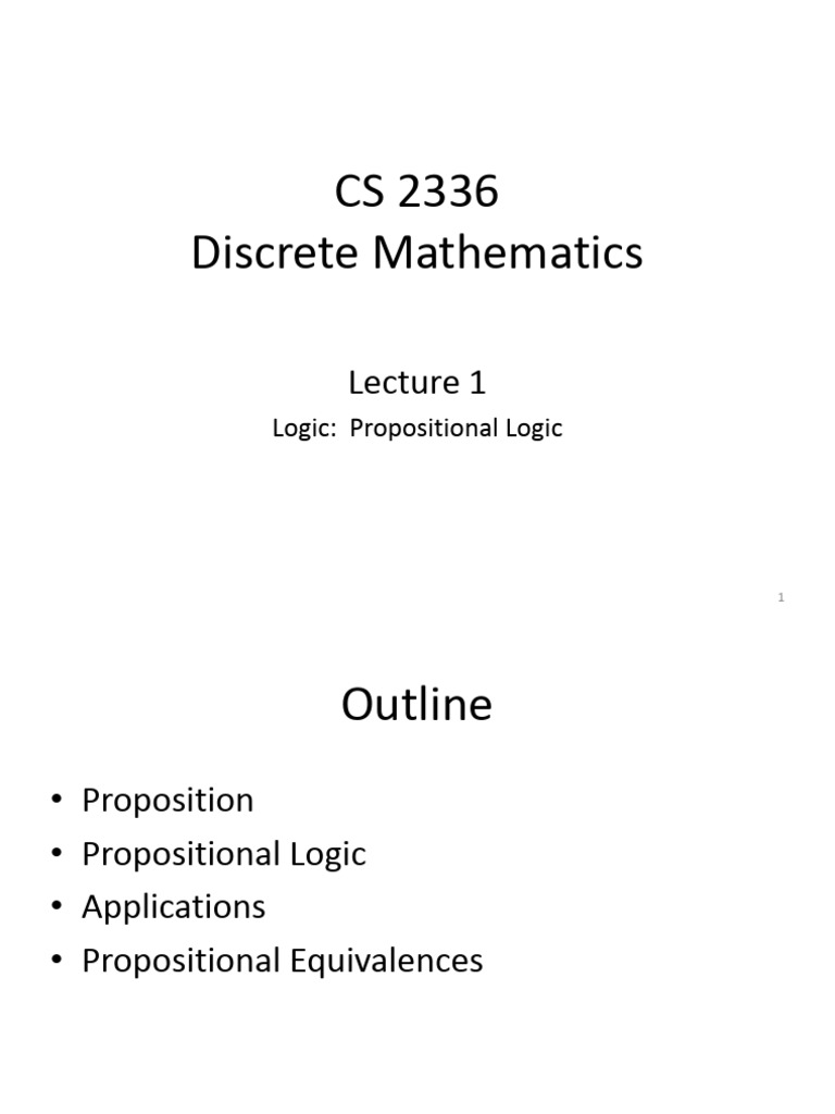 Lecture 01 | PDF | Contradiction | Proposition