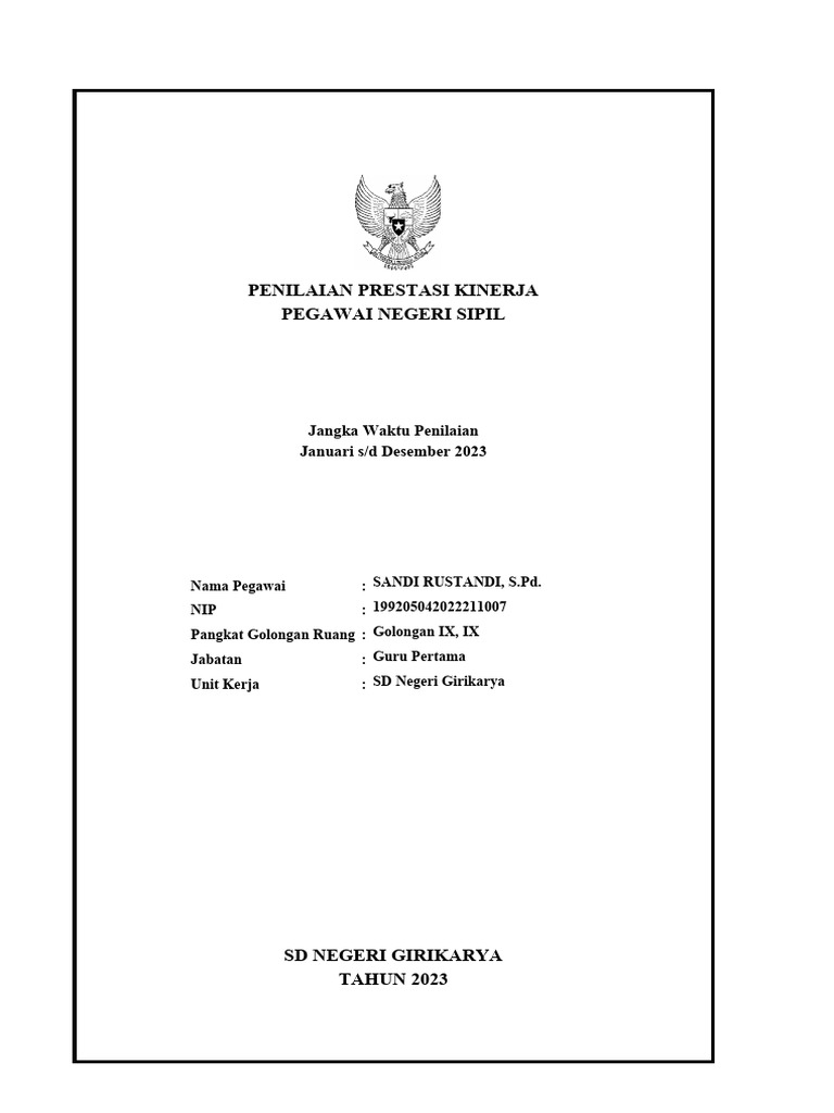 Sasaran Kerja Pegawai Tahun 2024 Periode Januari - Desember SANDI RUSTANDI-1 | PDF