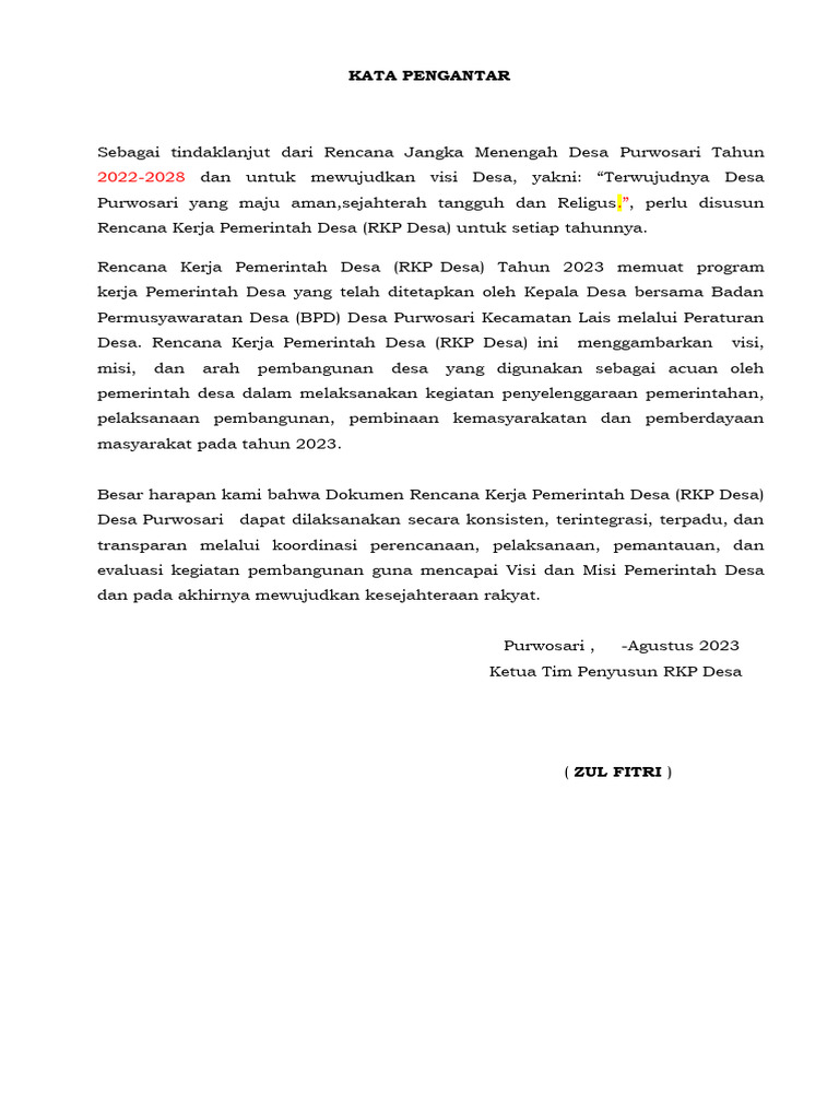 Draft RKP Desa 2020 Baru | PDF