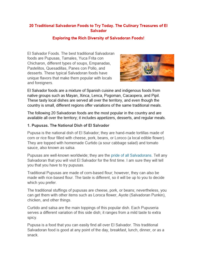 20 Traditional Salvadoran Foods To Try Today | PDF | Desserts | Latin ...