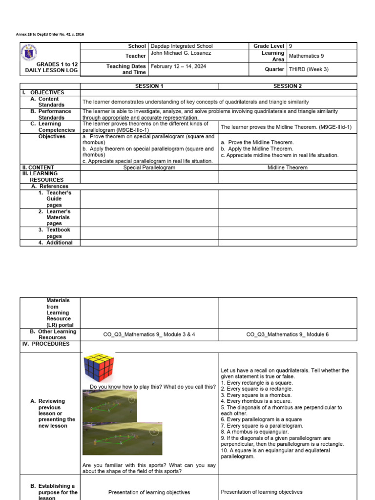 DLL-3rd-week 2 | PDF | Rectangle | Perpendicular