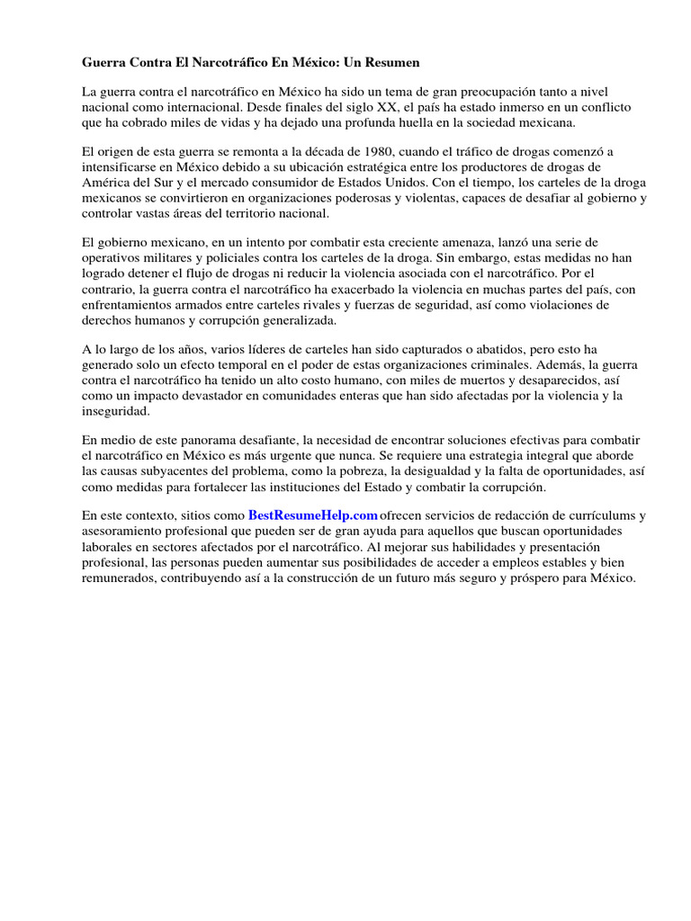 Guerra Contra El Narcotrafico en Mexico Resumen | PDF | Guerra Mexicana contra las Drogas ...