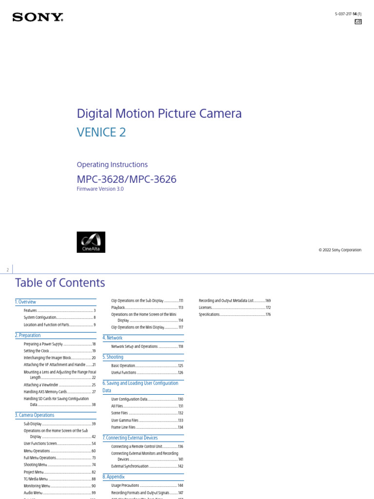 Sony Venice 2 Manual | PDF | Camera | Electronics