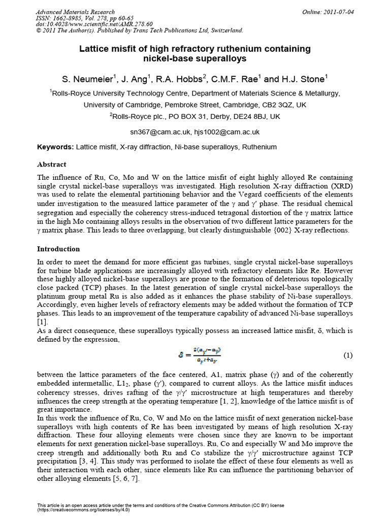 Lattice Misfit in Ni-SA | PDF | Mineralogy | Condensed Matter Physics