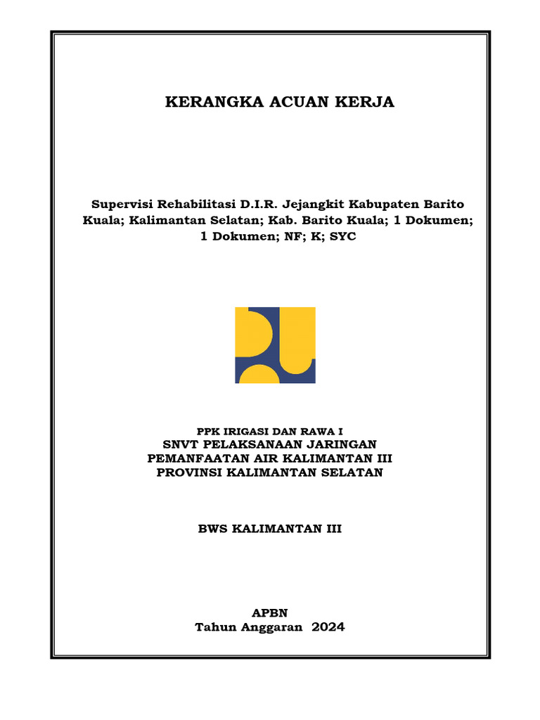 4 KAK SPV Rhb. DIR Jejangkit 2024 Perbaikan Reviu | PDF