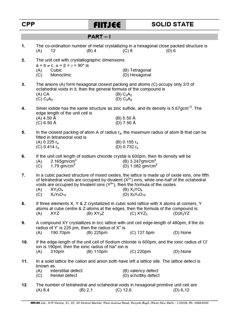 Solid State-1 | PDF | Crystal Structure | Ion