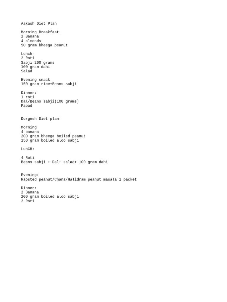 Diet Akash & Durgesh | PDF