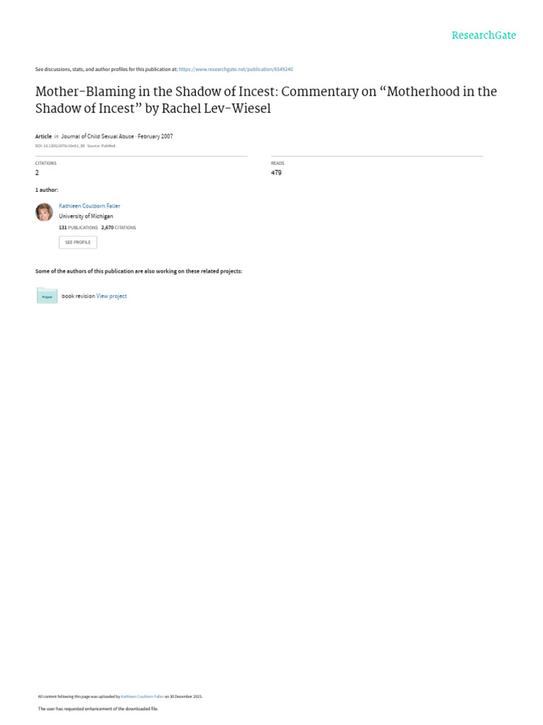 Mother Blaming | PDF | Child Sexual Abuse | Child Abuse