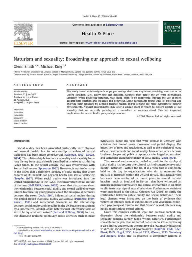 Naturism and Sexuality Broadening Our Ap | PDF | Naturism | Nudity