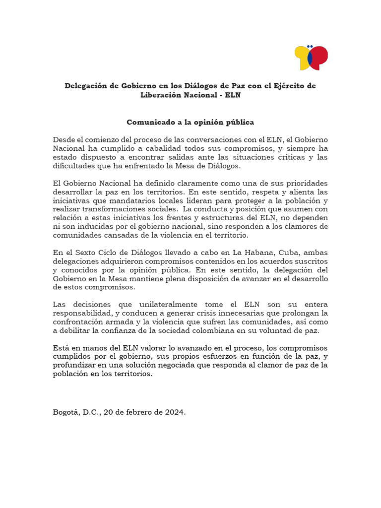 Comunicado DelegaciónGob 200224 VF | PDF