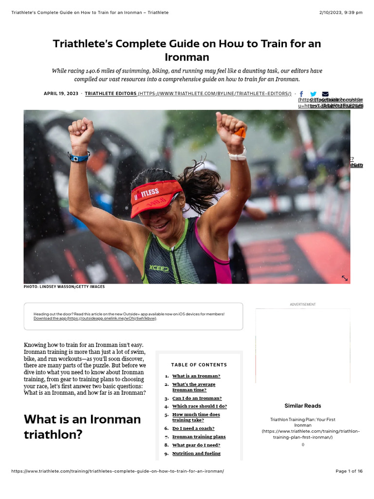 Triathlete's Complete Guide On How To Train For An Ironman - Triathlete | PDF | Triathlon ...