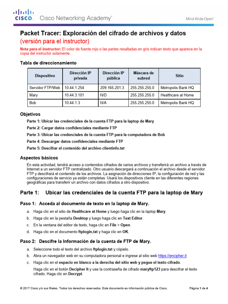 2.5.2.6 Packet Tracer - Exploring File and Data Encryption - ILM | PDF | Protocolo de ...