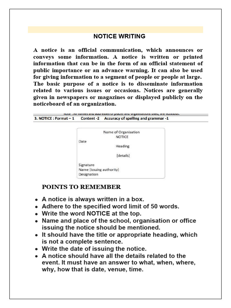 Notice Writing | PDF | Information | Communication
