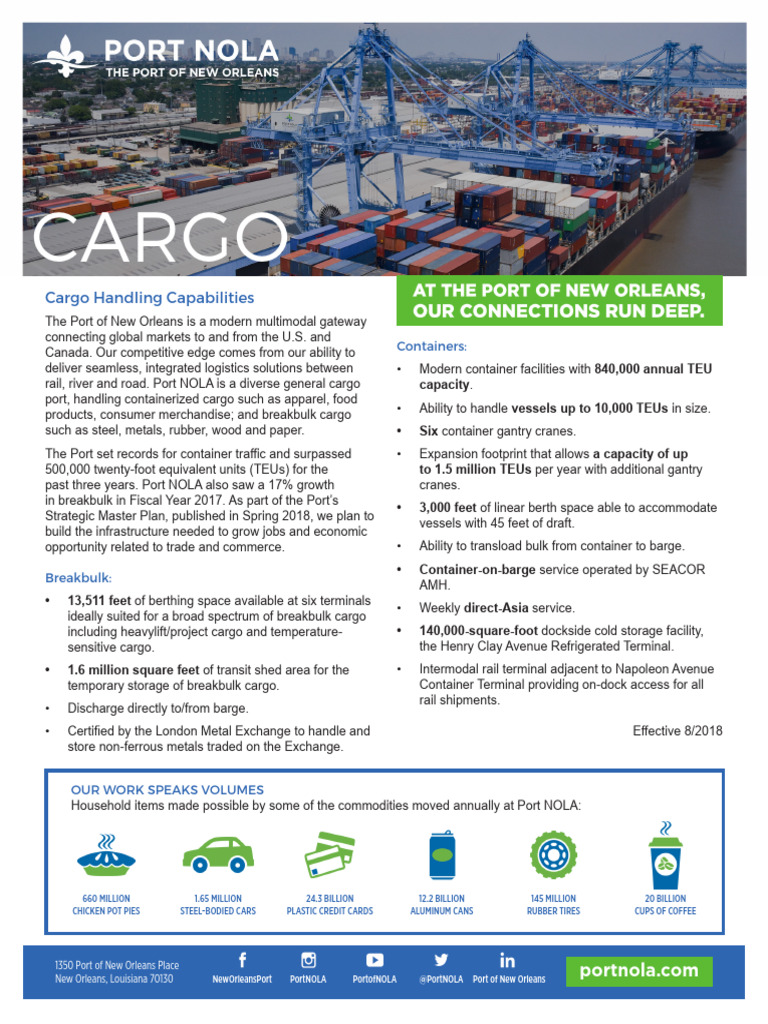 Port Nola 2018 Fact Sheet 02 Cargo | Download Free PDF | Port | Cargo