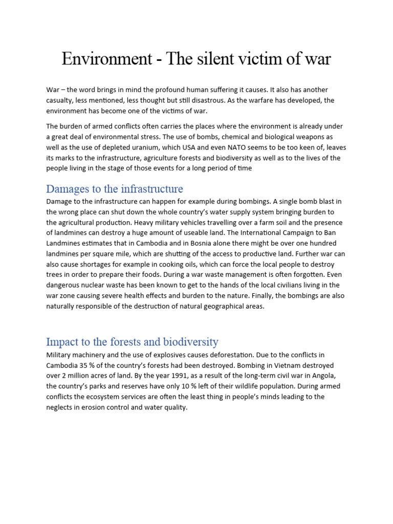 Environment - The Silent Victim of War | PDF | Agent Orange | Herbicide