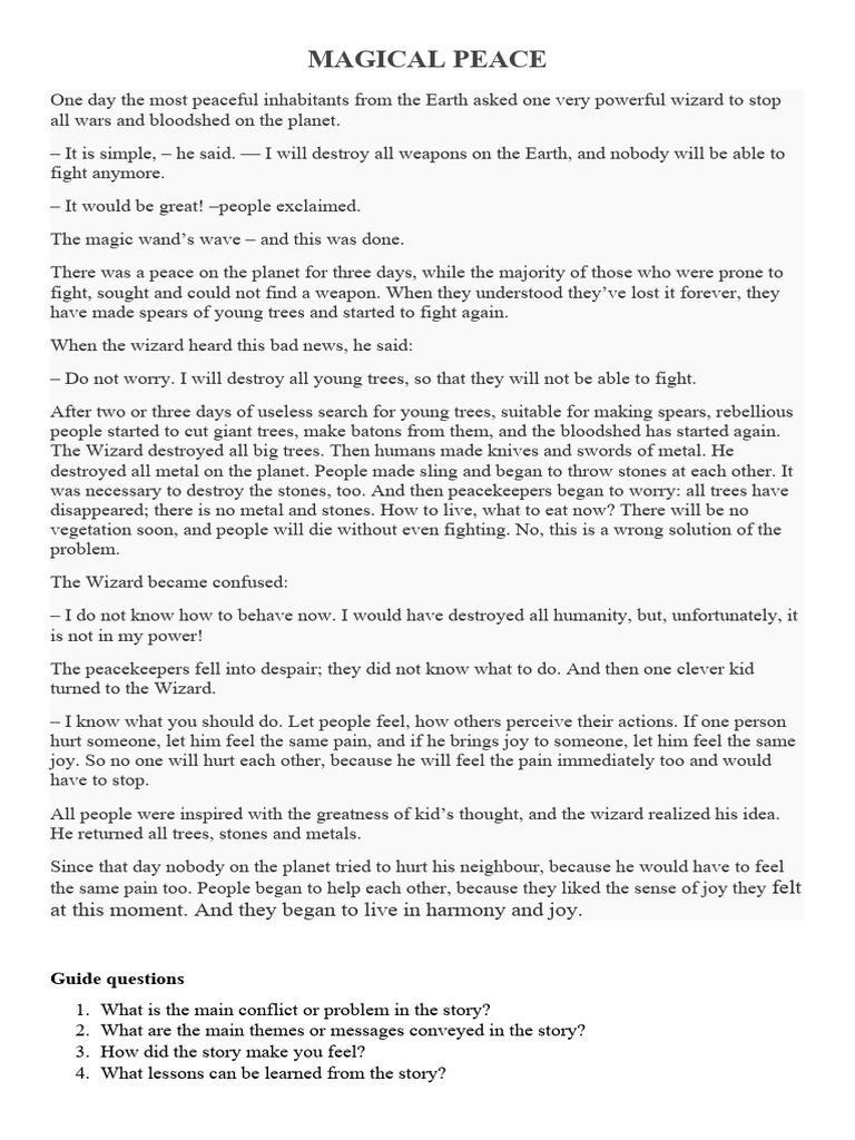 Magical Peace - Grade 9 | PDF | Magician (Fantasy) | Feeling