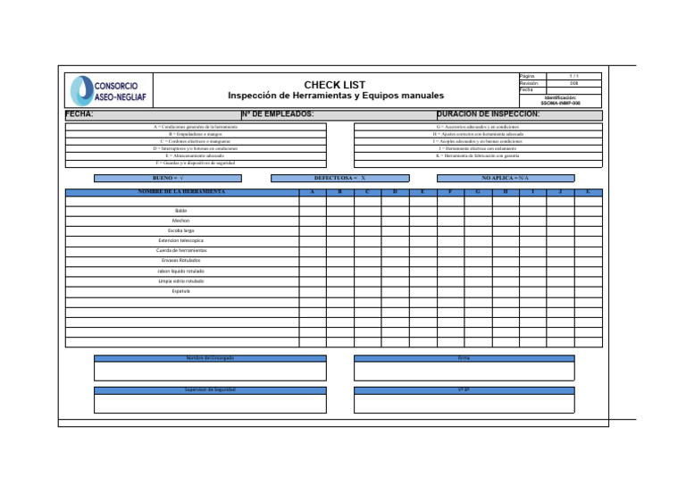 Check List Herramientas | PDF | Equipo | Bienes manufacturados