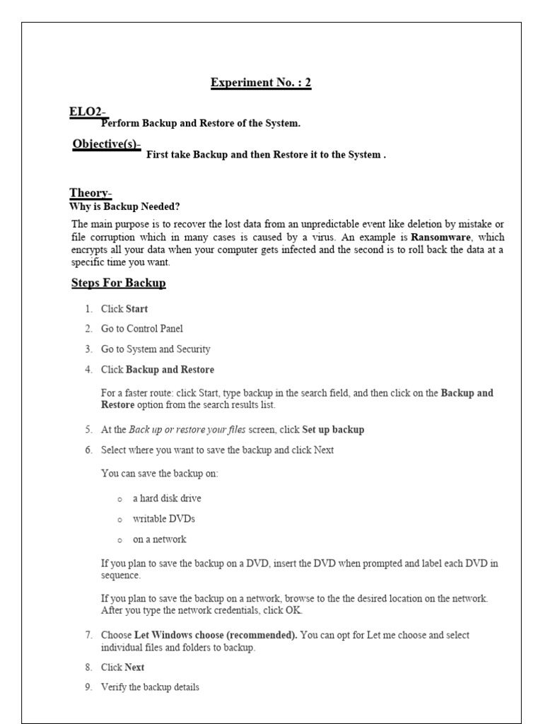 Expt - 2 | PDF | Backup | Computer File
