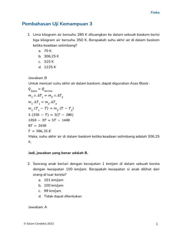 Pembahasan Uji Kemampuan 3 | PDF