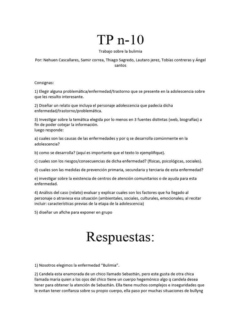 TP n-1 | PDF | Bulimia nerviosa | Adolescencia