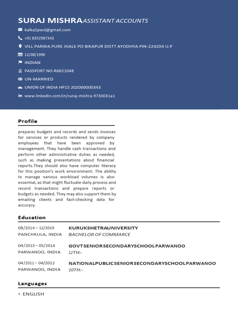 Suraj Updated CV | PDF | Invoice | Economies