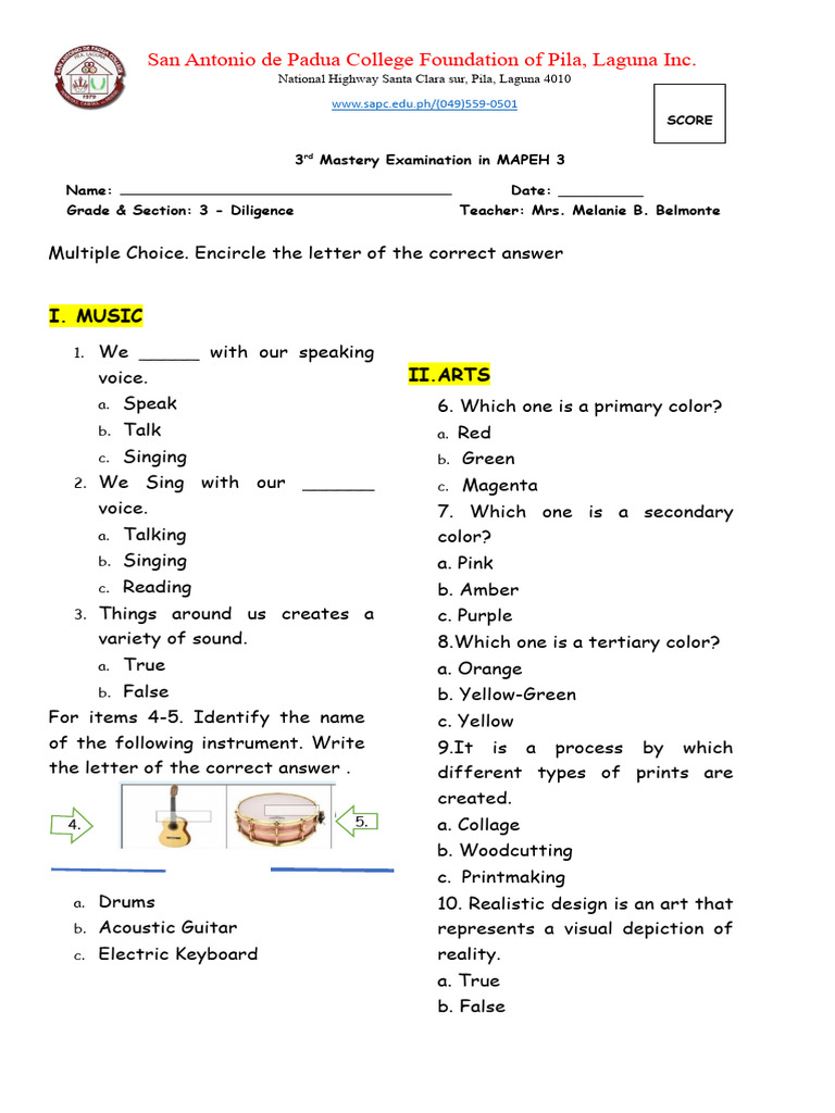 Mapeh (Mastery) | PDF | Color