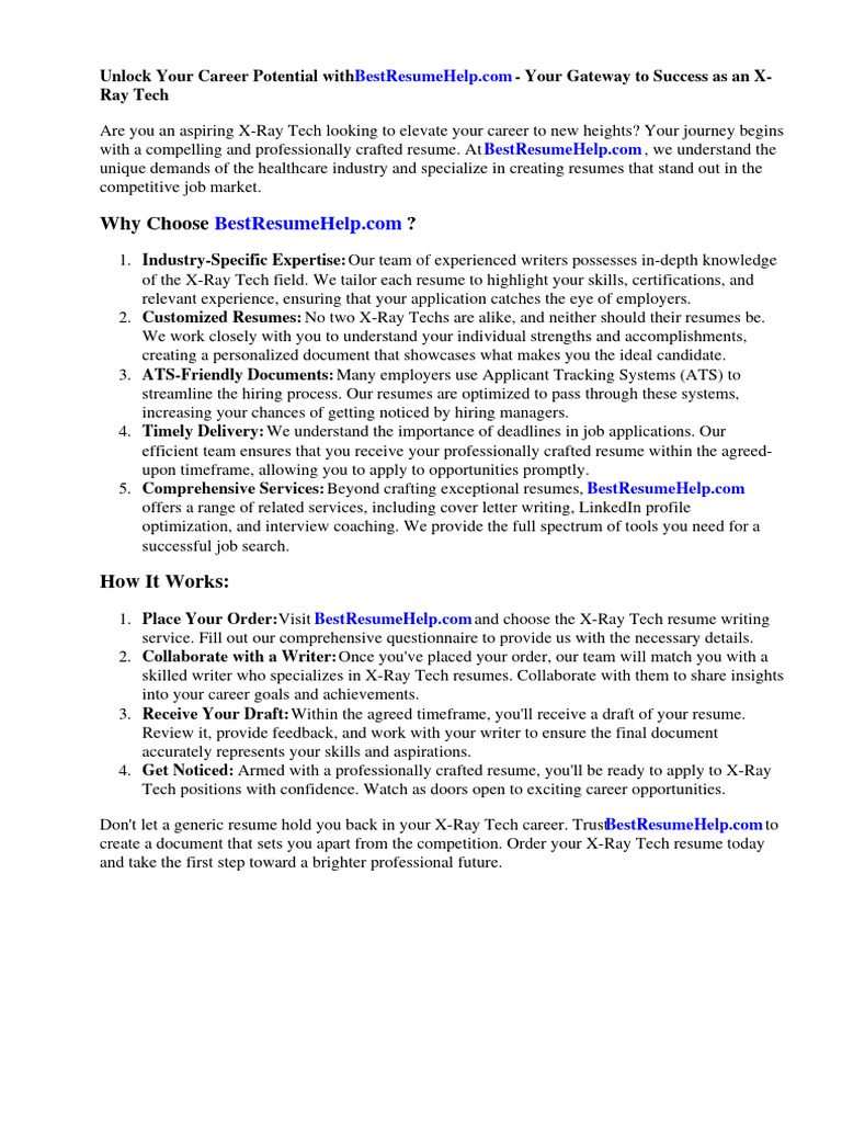 X Ray Tech Cover Letter | PDF | Résumé | Radiology