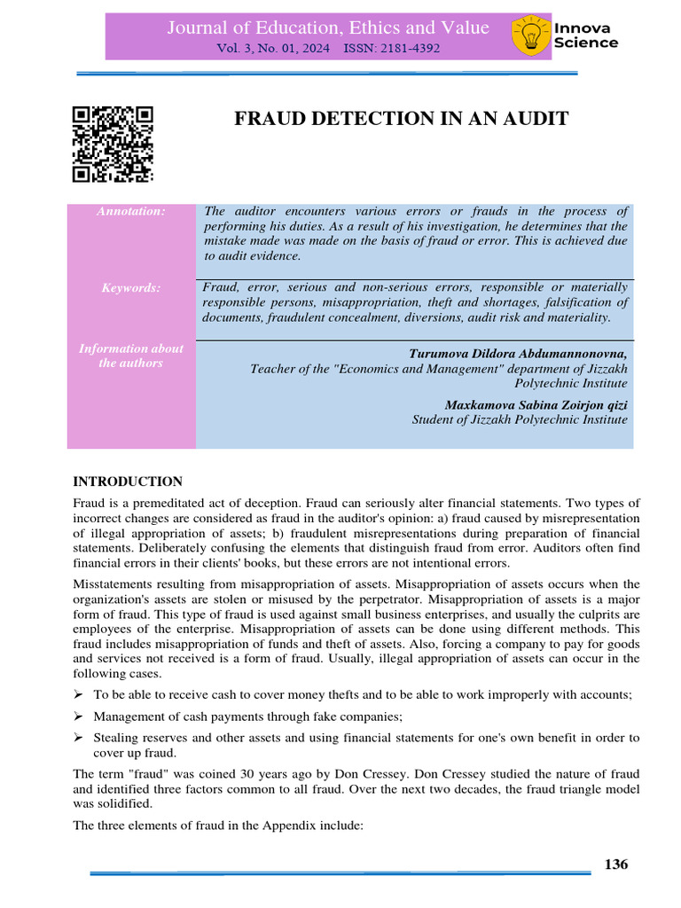 136-140 Fraud Detection in An Audit | PDF | Fraud | Audit
