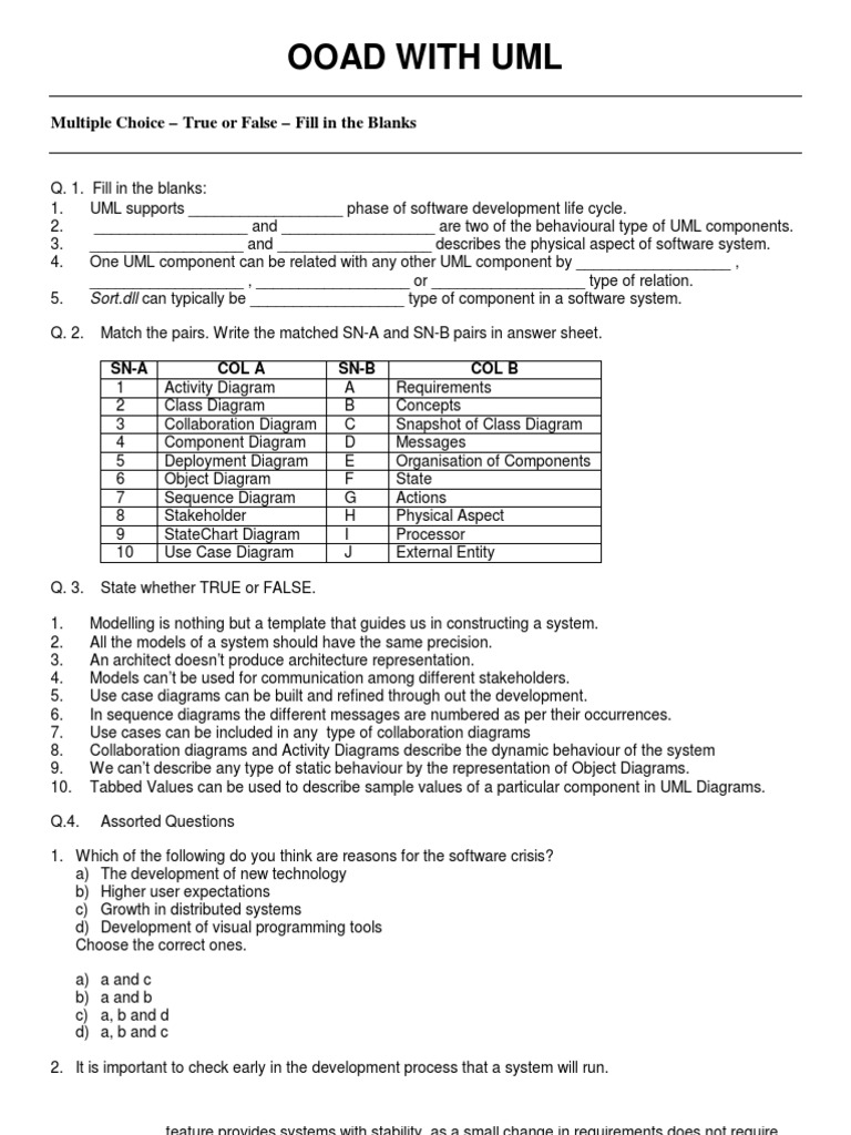 Ooad With Uml Question Bank | PDF