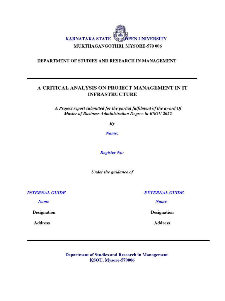 Thesis - A CRITICAL ANALYSIS ON PROJECT MANAGEMENT IN IT INFRASTRUCTURE | PDF | Project ...