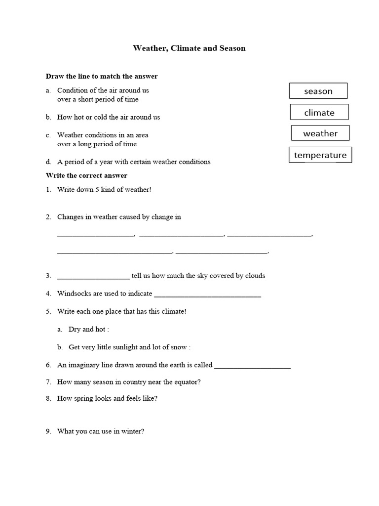 Weather and Climate Quiz for Kids | PDF | Teaching Methods & Materials