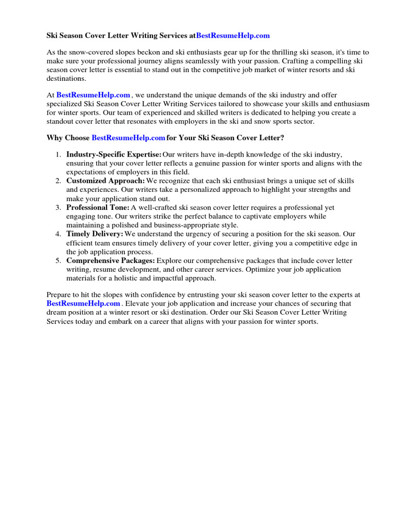 Ski Season Cover Letter Example | PDF | Résumé | Http Cookie