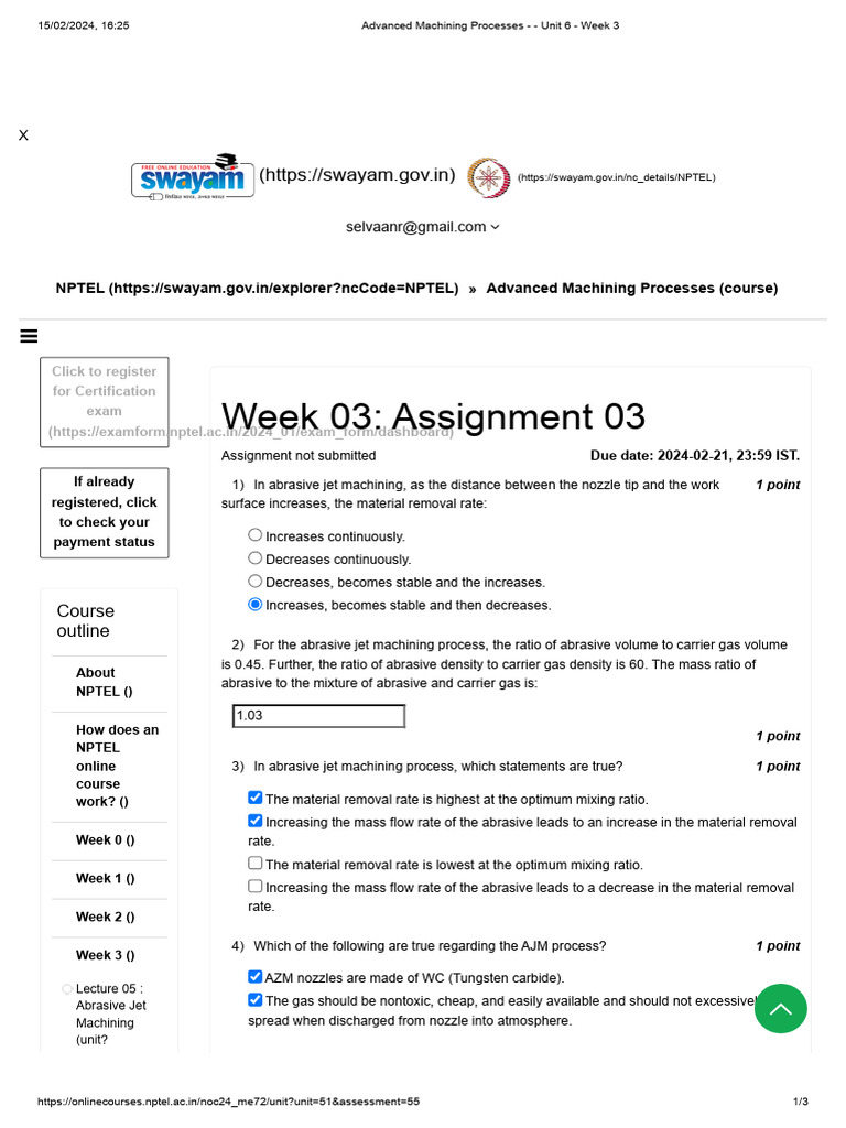 Advanced Machining Processes - Unit 6 - Week 3 | PDF | Machining ...