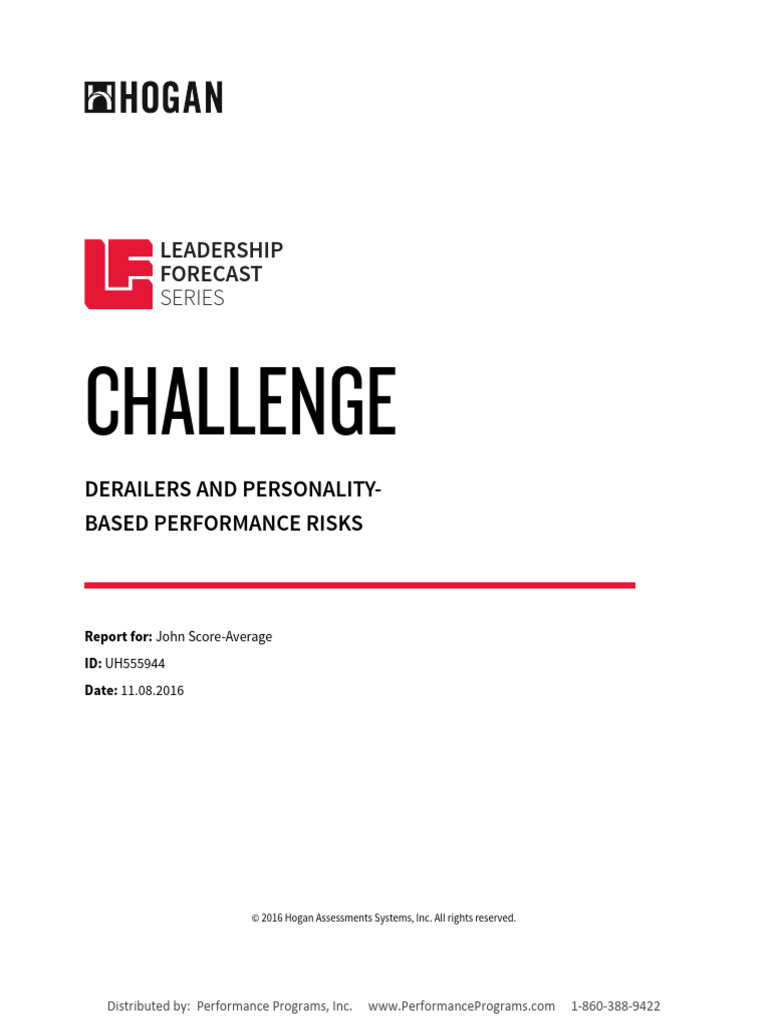 Hogan Leadership Forecast Series With Summary | PDF | Leadership | Risk