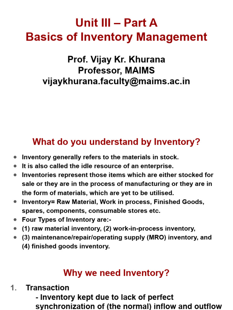 3.1 Inventory Basics | PDF | Inventory | Trade