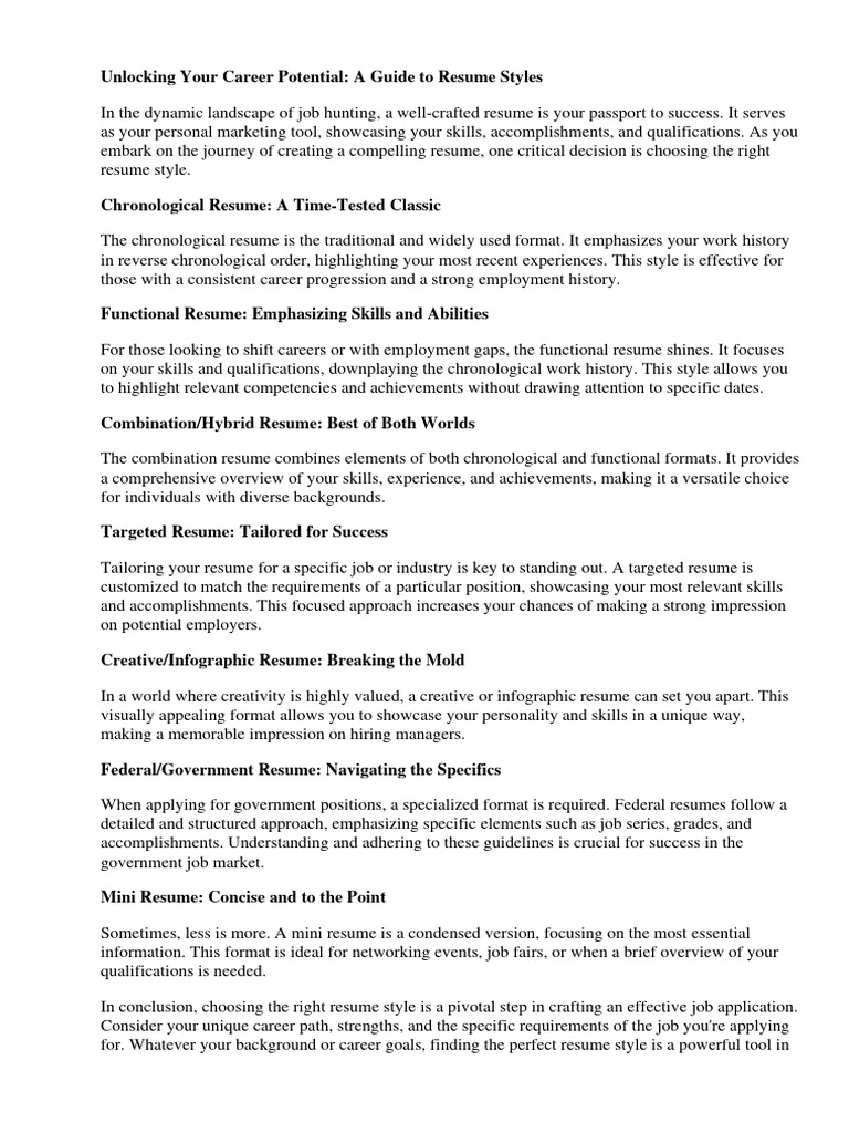 Resume Styles | PDF | Résumé