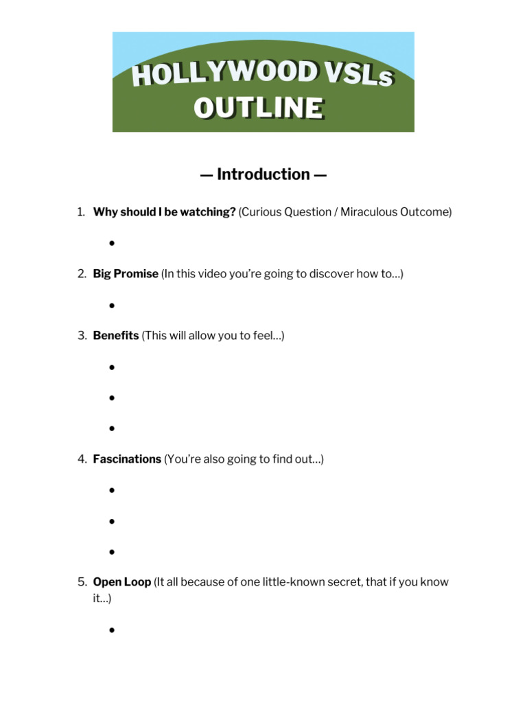 Hollywood-VSL Outline | PDF | Self-Improvement