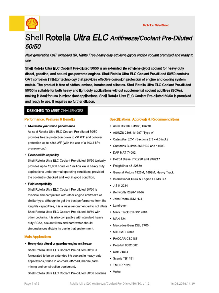 Shell Rotella Ultra Elc Tds | PDF