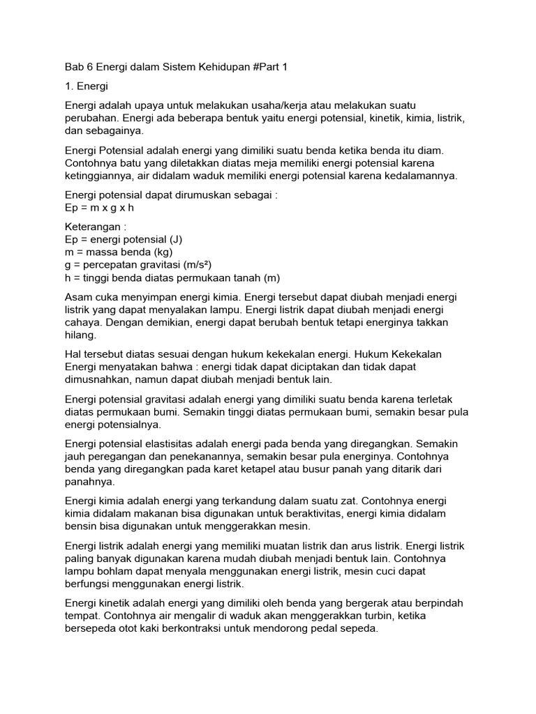 Energi & Sumbernya dalam Kehidupan | PDF