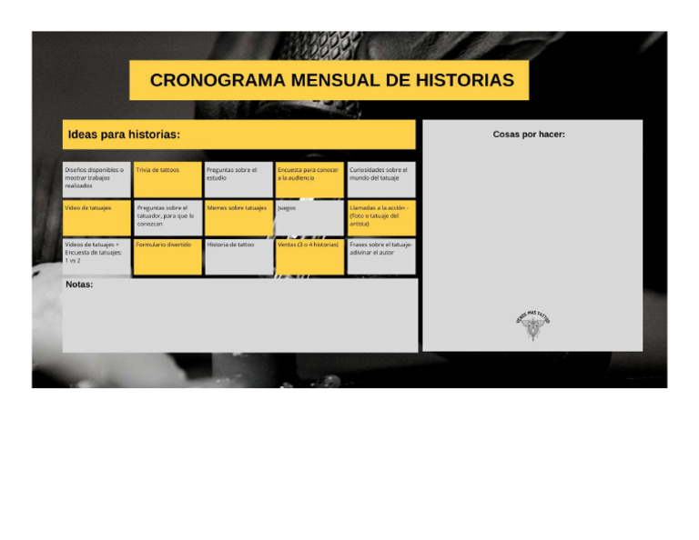 Cronograma de ideas y temáticas para imprimir | PDF