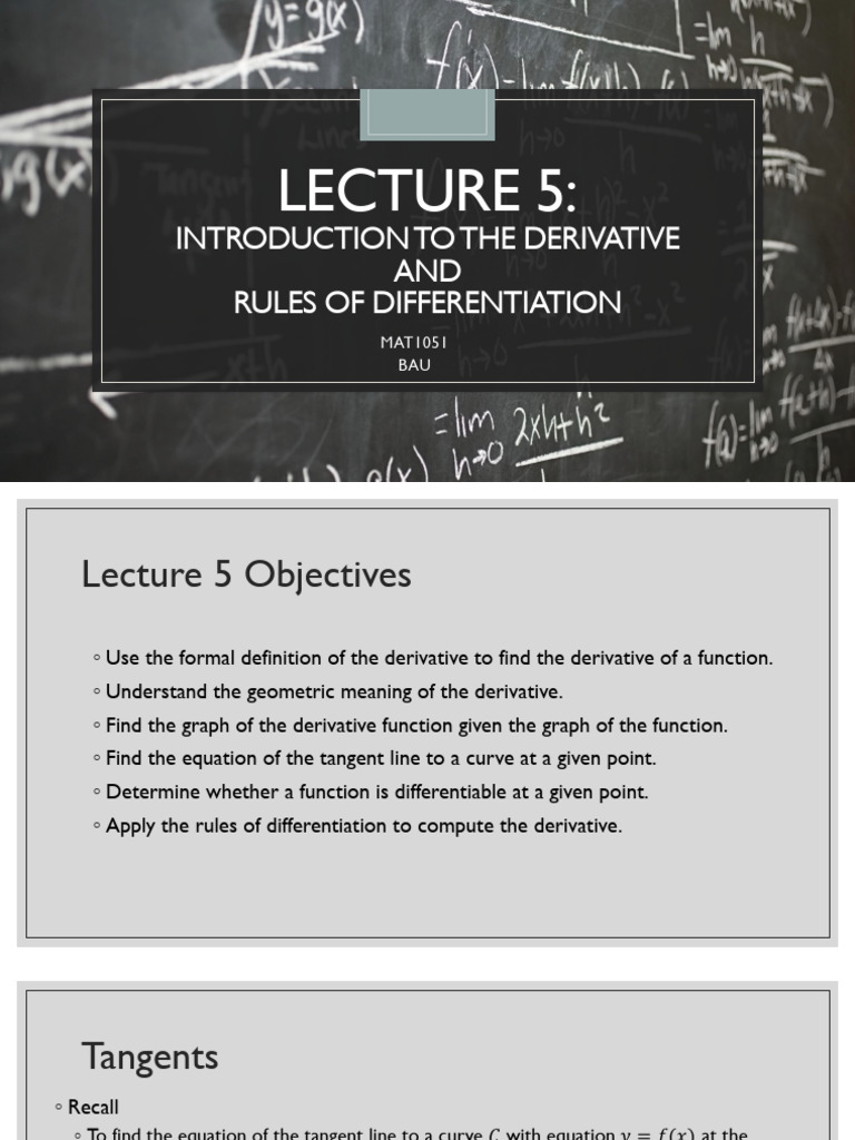 MAT Lecture5 | PDF | Tangent | Derivative