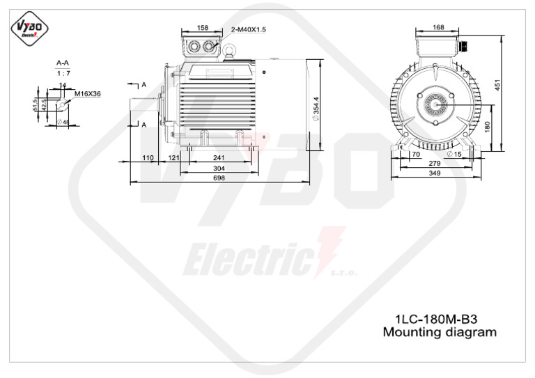 Dimensions Electric Motor 1LC 180M B3 | PDF