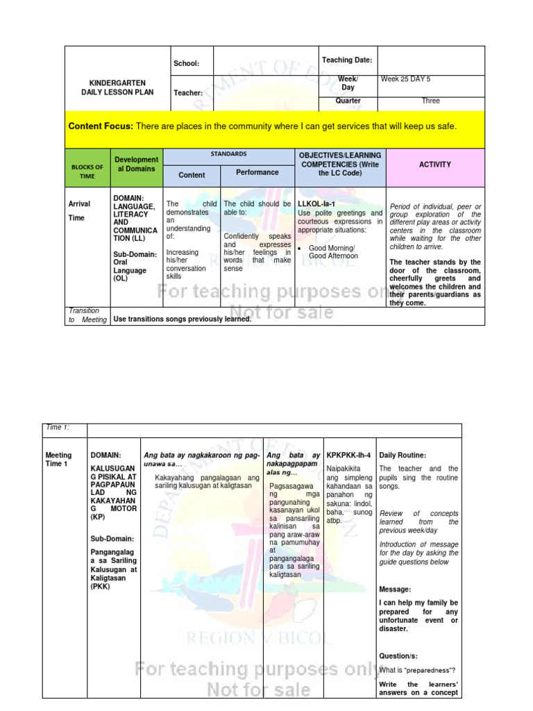 KINDER DLP LESSON EXEMPLAR WEEK-25-day-5 | PDF | Vocabulary | Literacy