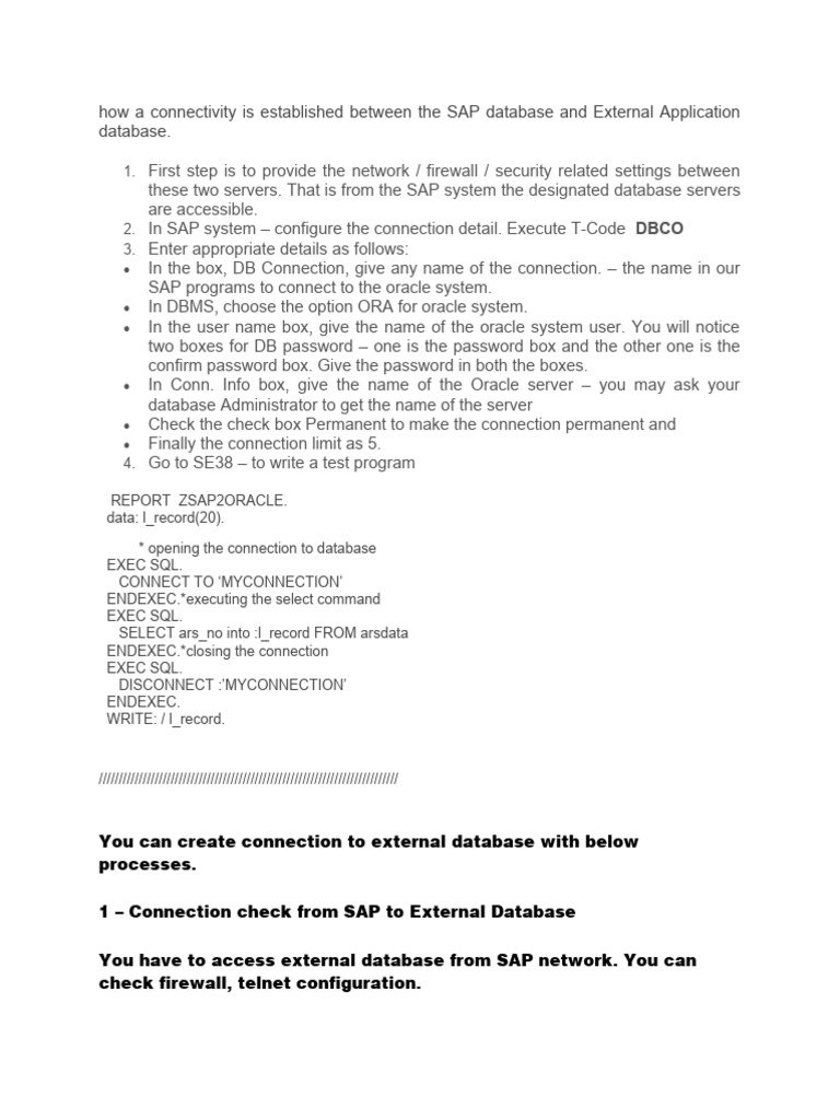 Established Between The SAP Database and External Application | PDF