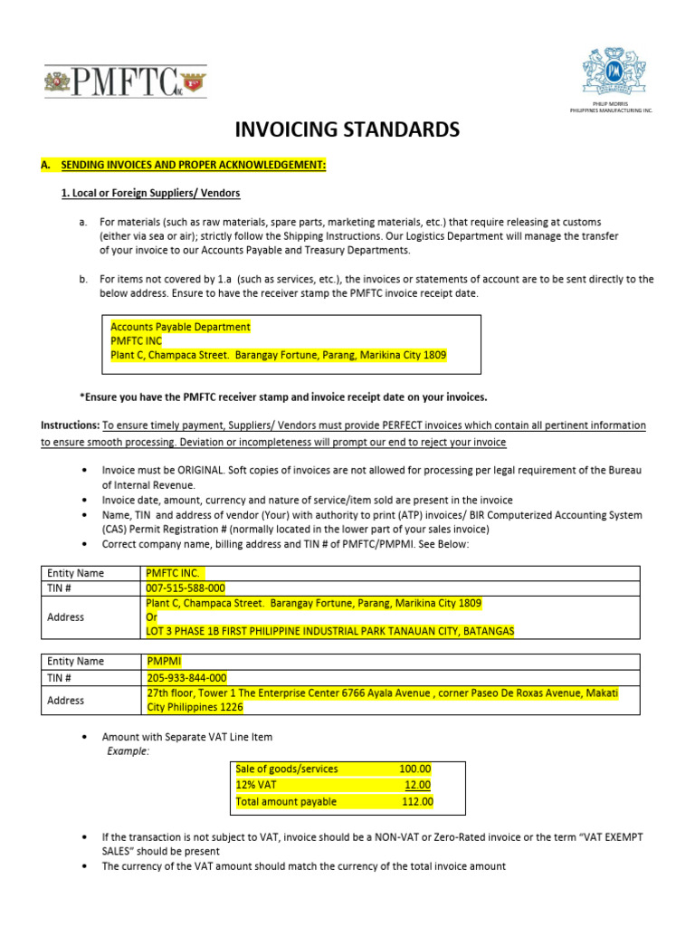 PMFTC Payment Instructions-Local Vendors | PDF | Invoice | Value Added Tax