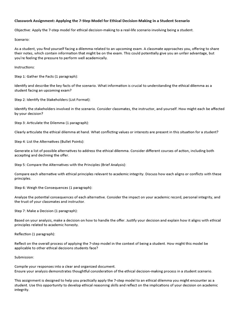 Applying The 7-Step Model For Ethical Decision-Making | PDF | Decision ...
