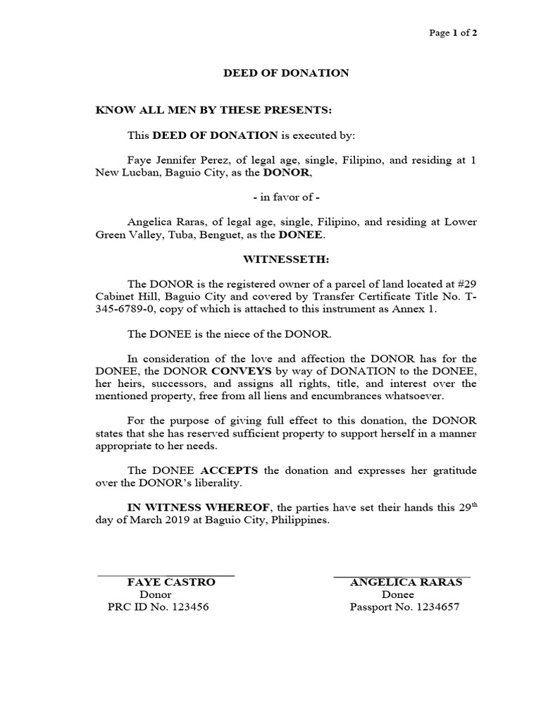 Deed of Donation | PDF | Deed | Environmental Law