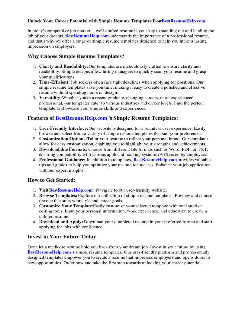 Simple Resume Template Google Docs | PDF | Résumé | Usability